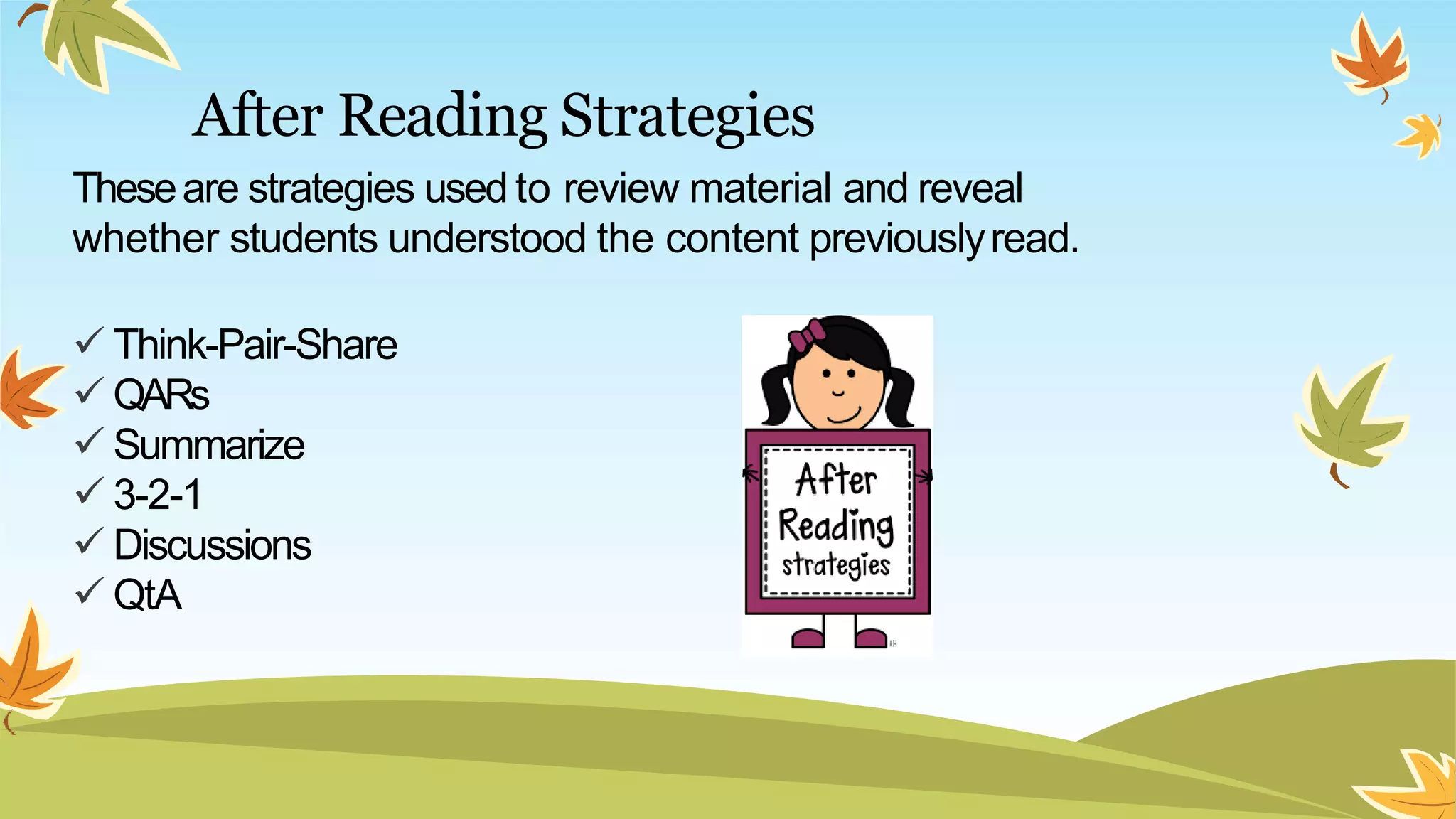 Before, during and after reading strategies convertido | PPTX