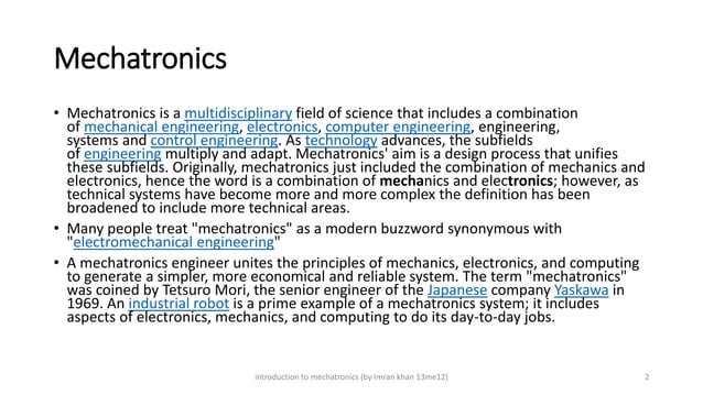 introduction to mechatronics | PPT