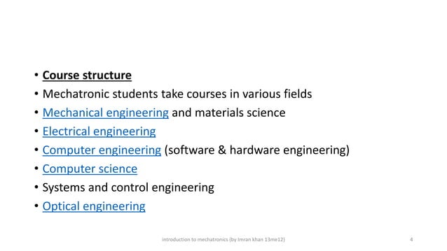 introduction to mechatronics | PPT