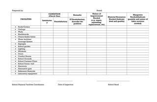 Be form 1 physical facilities and maintenance needs assessment form | DOC