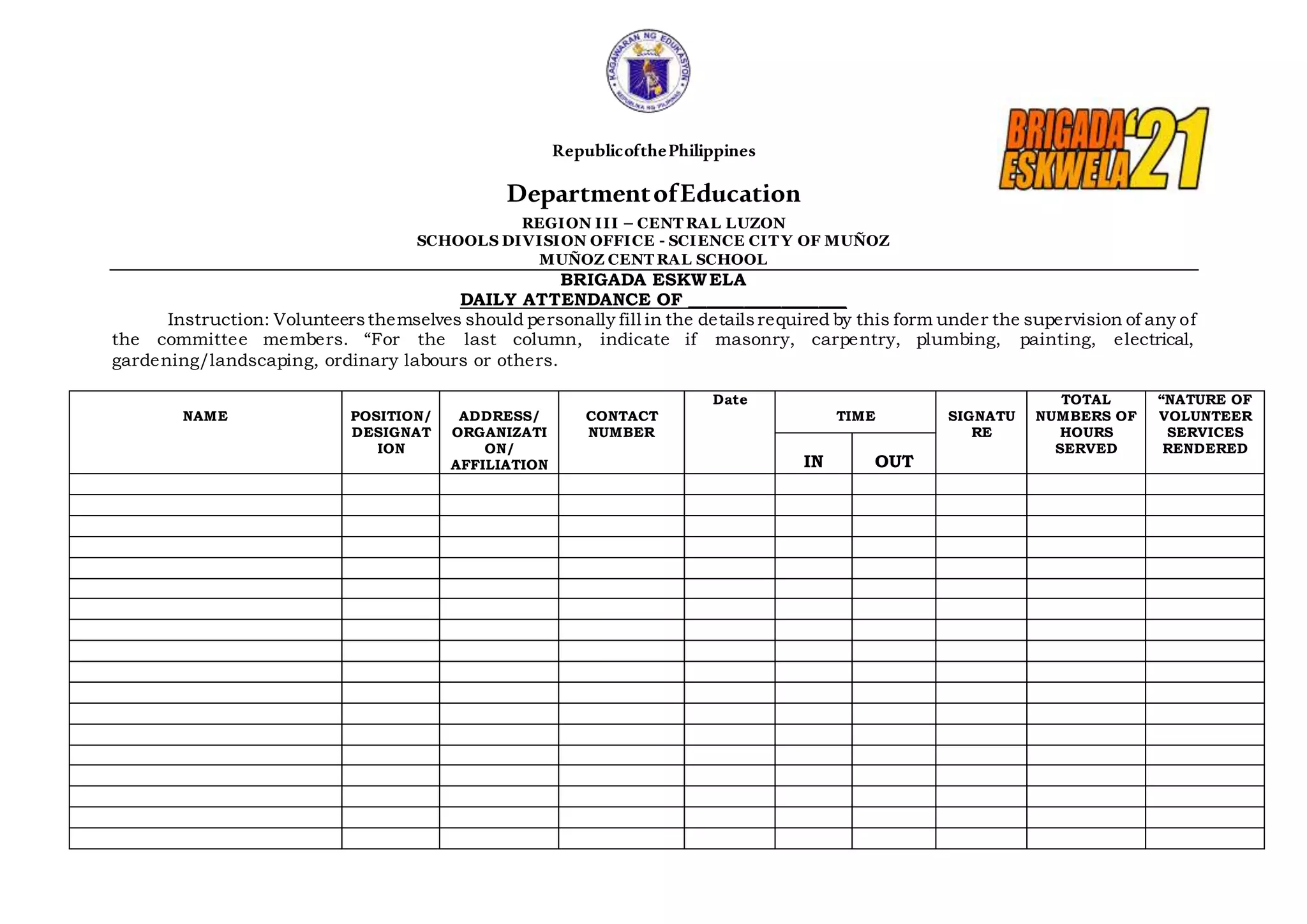 BE Form 4 Daily attendance of .docx