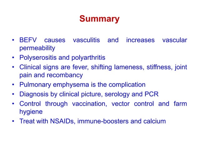 Bovine Ephemeral Fever (Three Day Sickness) | PPTX