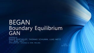 BEGAN Boundary Equilibrium Generative Adversarial Networks | PPT