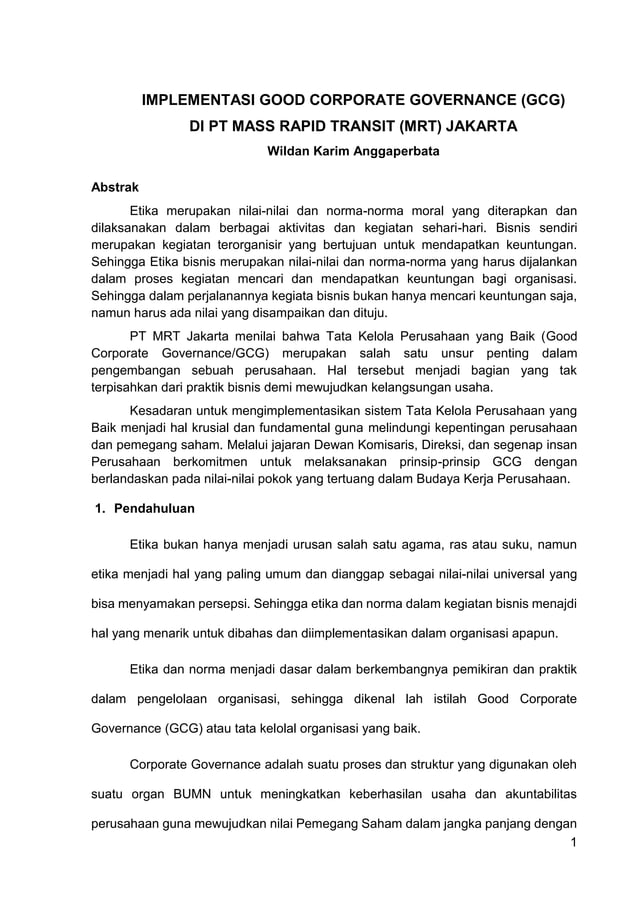 Be&gg, wildan karim angga perbata, hapzi ali, uas implementasi gcg di pt mrt jakarta ...