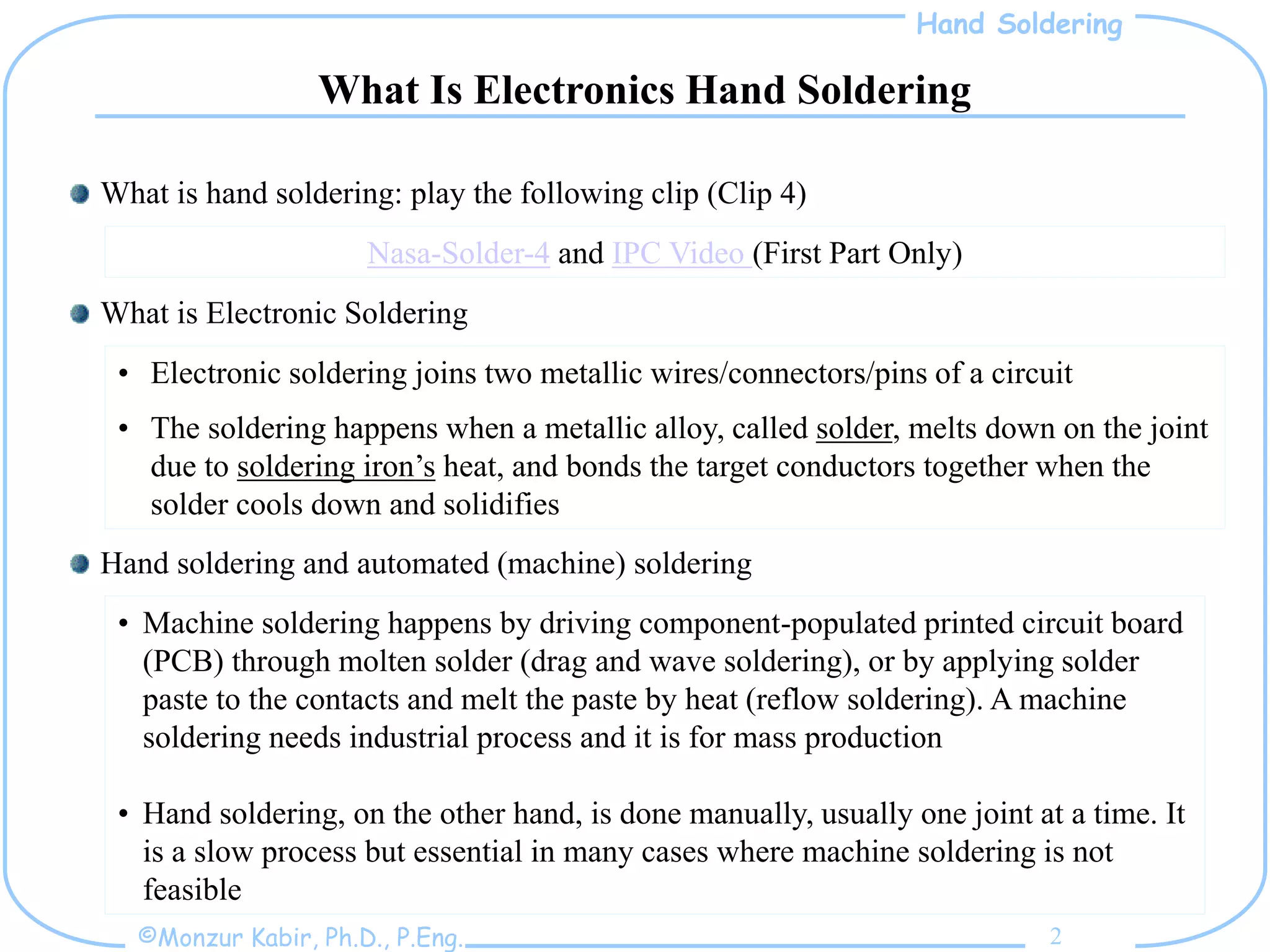 Begining of Hand Soldering.ppt