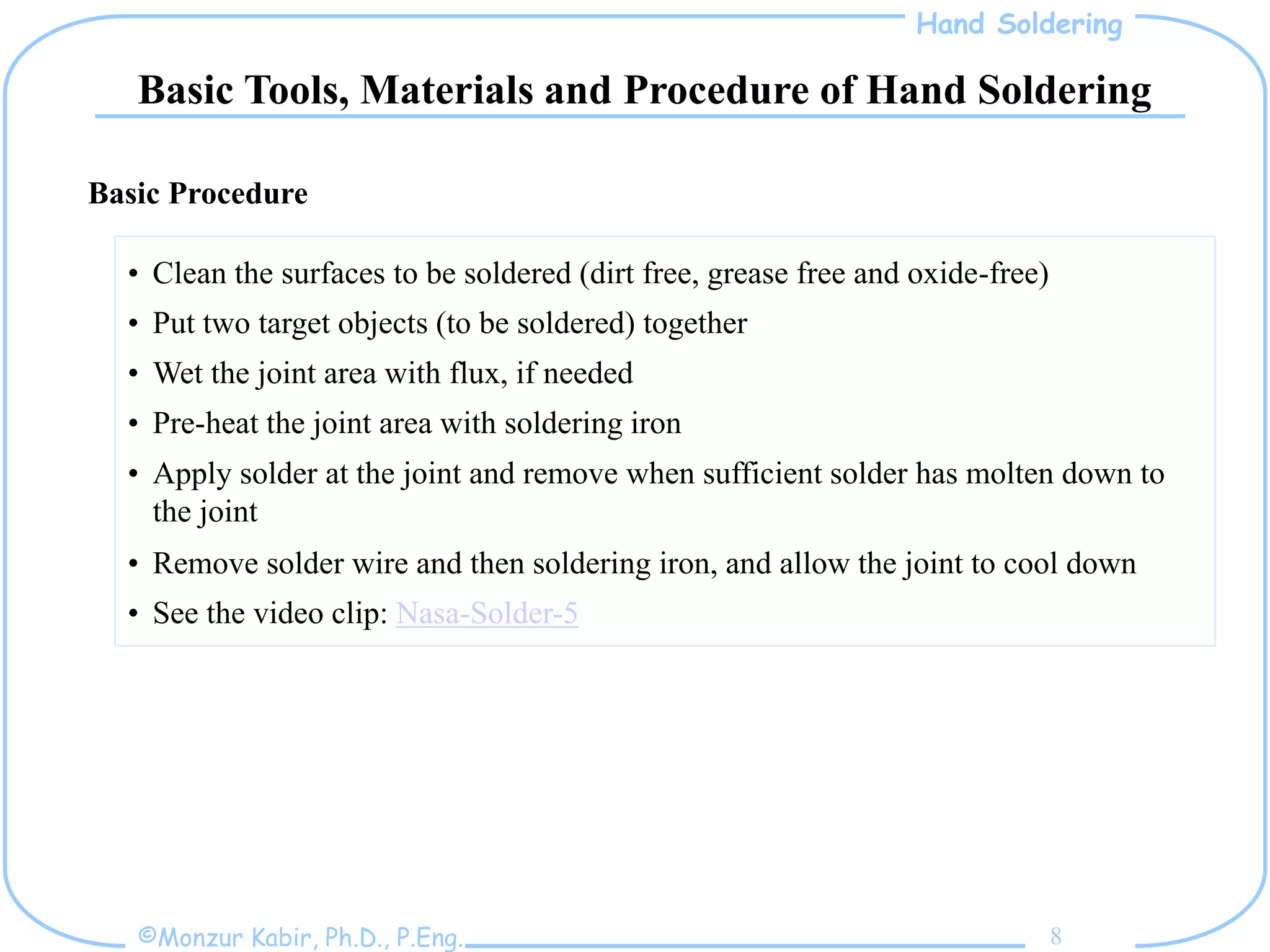 Begining of Hand Soldering.ppt