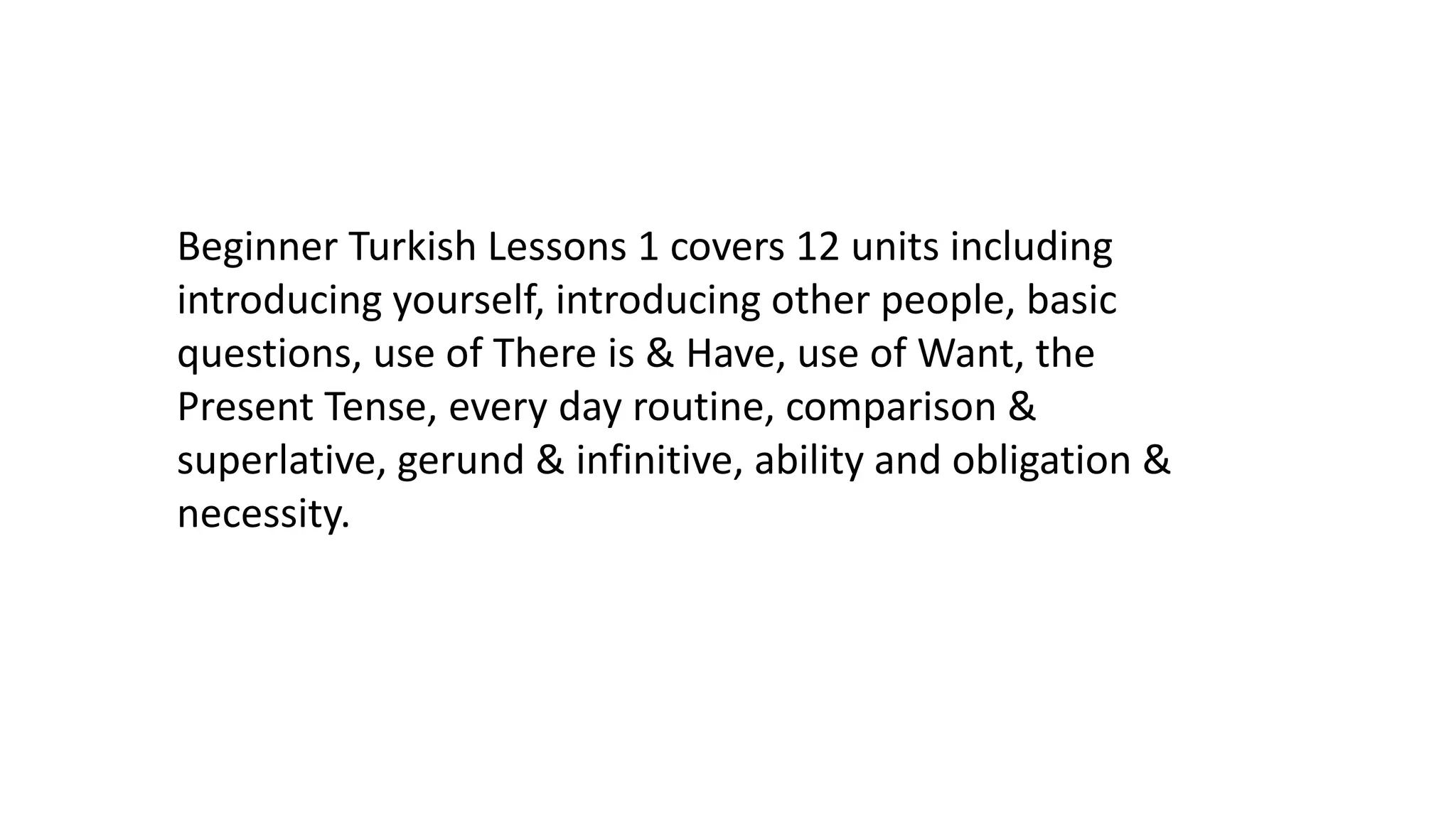 Turkish Language Lessons 1 for Beginners | PPTX