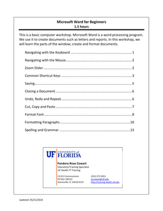 Beginner-Word.pdf | Desktop Publishing | Computer Software and Applications