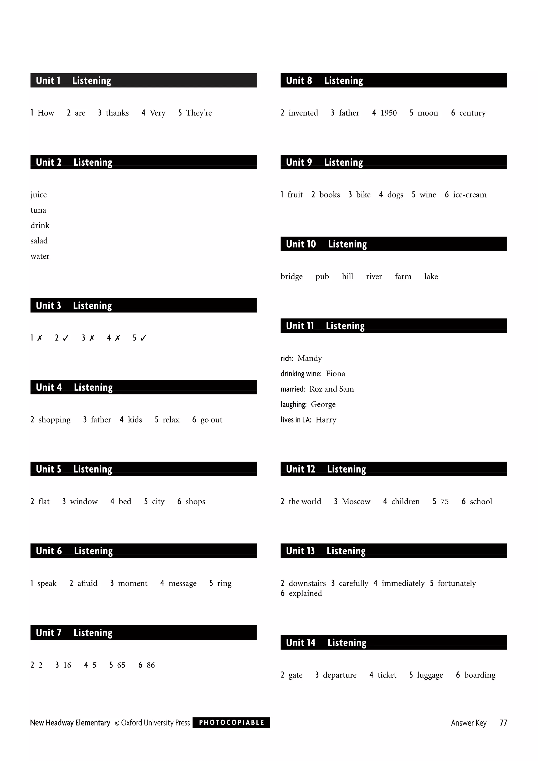 Beginner and elementary level test (sample) with embeded audio. | PDF