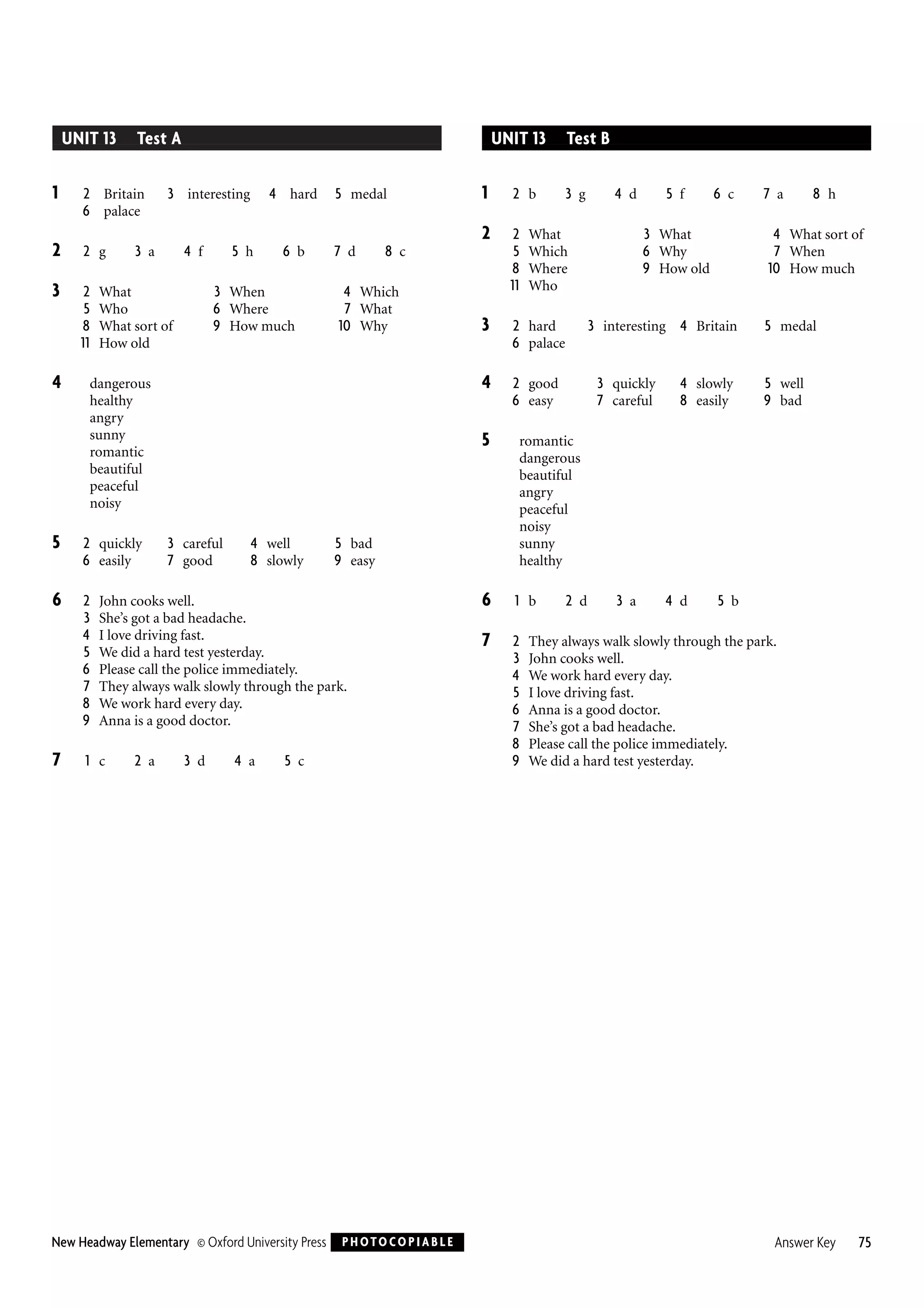 Beginner and elementary level test (sample) with embeded audio. | PDF
