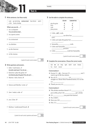 Beginner and elementary level test (sample) with embeded audio. | PDF ...