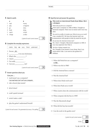 Beginner and elementary level test (sample) with embeded audio. | PDF ...