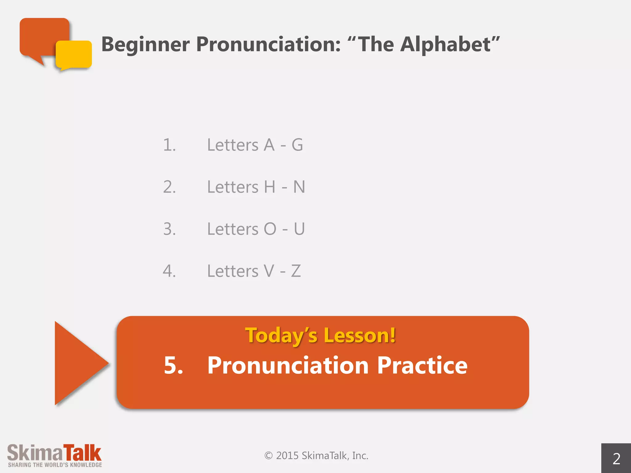 Beginner pronunciation alphabet - Lesson 5 | PDF