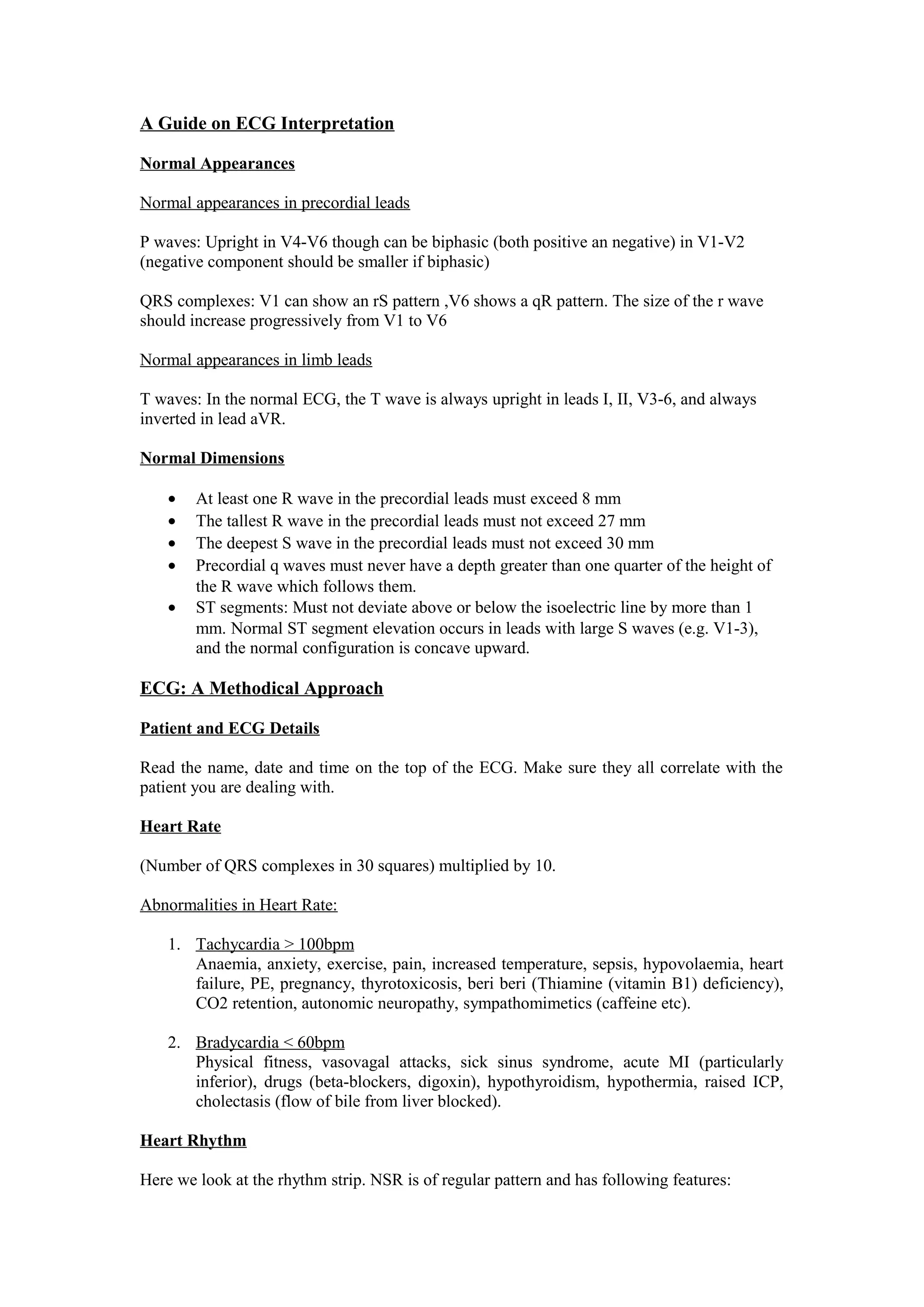 Beginners Guide for ECG Interpretation | DOC | Heart and Cardiovascular Diseases | Diseases and ...