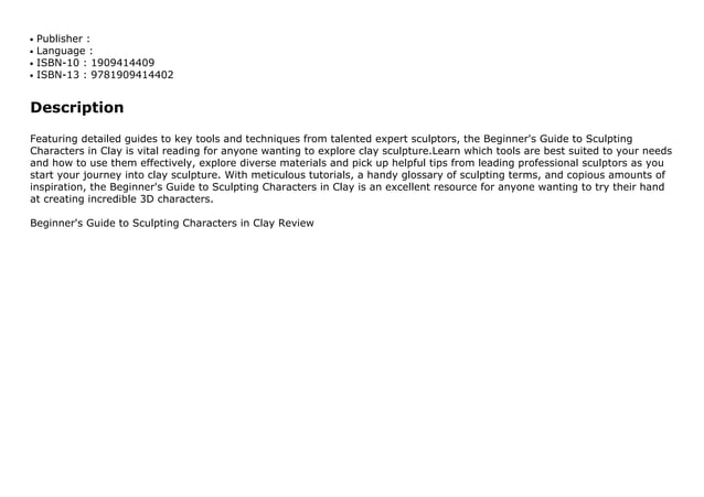 Beginner's Guide to Sculpting Characters in Clay Review | PDF | Arts ...