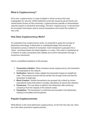Beginner’s Guide to Cryptocurrency Unveiling | PDF