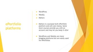 Beginner's guide to e portfolios Robert Alfis_nov2020 | PPT