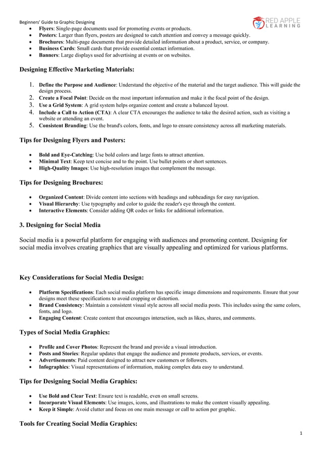 Beginners Guide to Graphic Designing Course | PDF