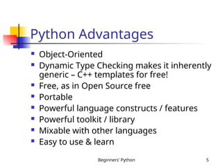 beginners python programming language to understand | PPT