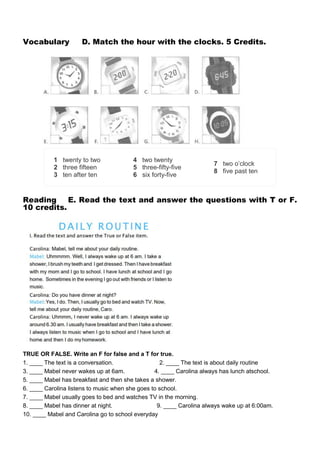 Beginners Unit Test 2 english level .doc
