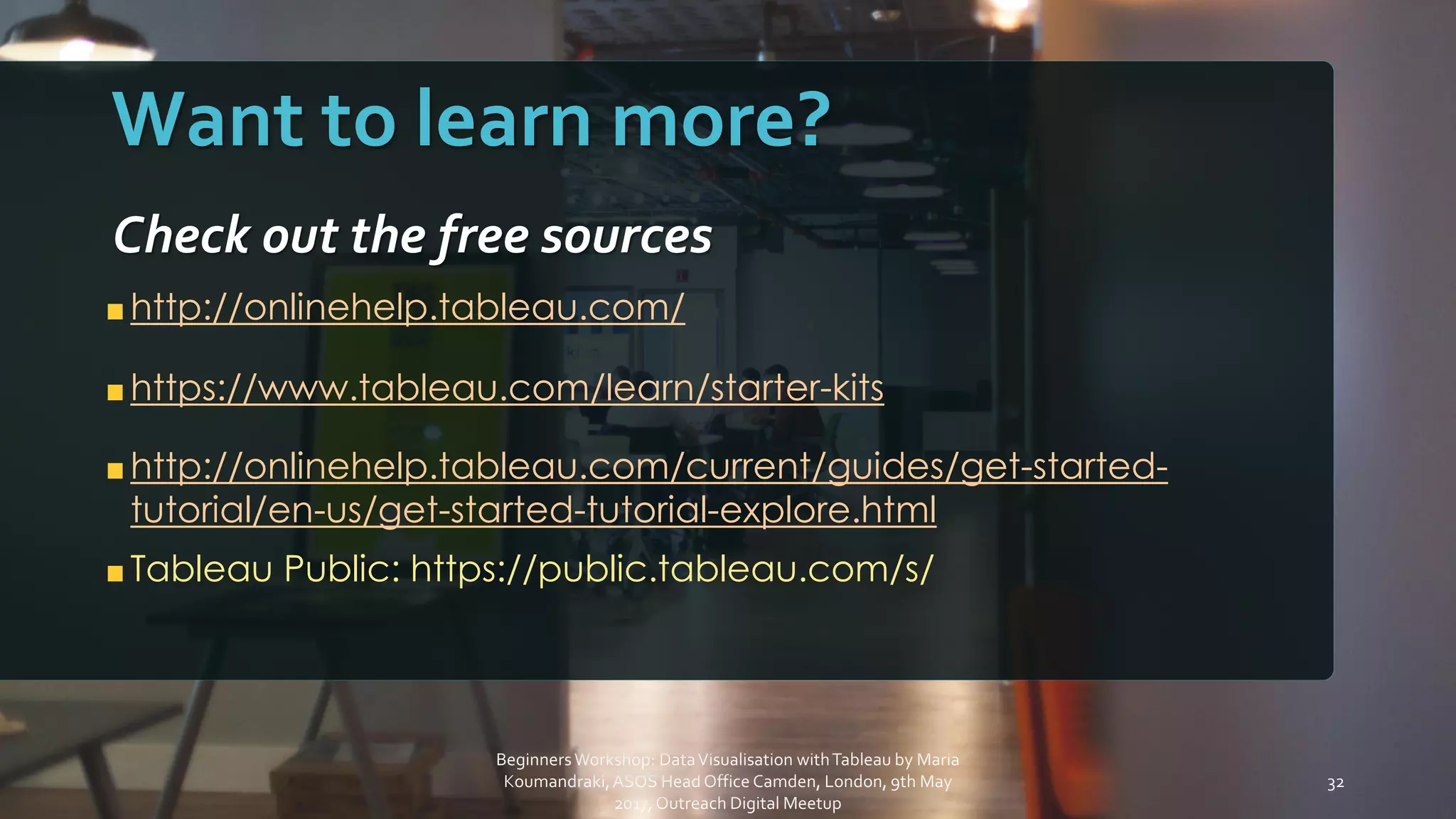 Data Visualisation & Analytics with Tableau (Beginner) - by Maria Koumandraki | PDF