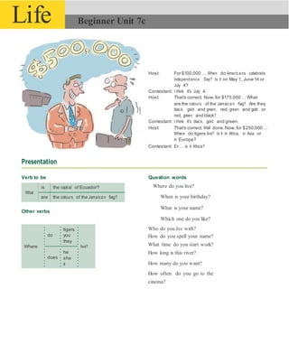 Beginner unit 7c | DOCX | National & Civic Holidays | Holidays