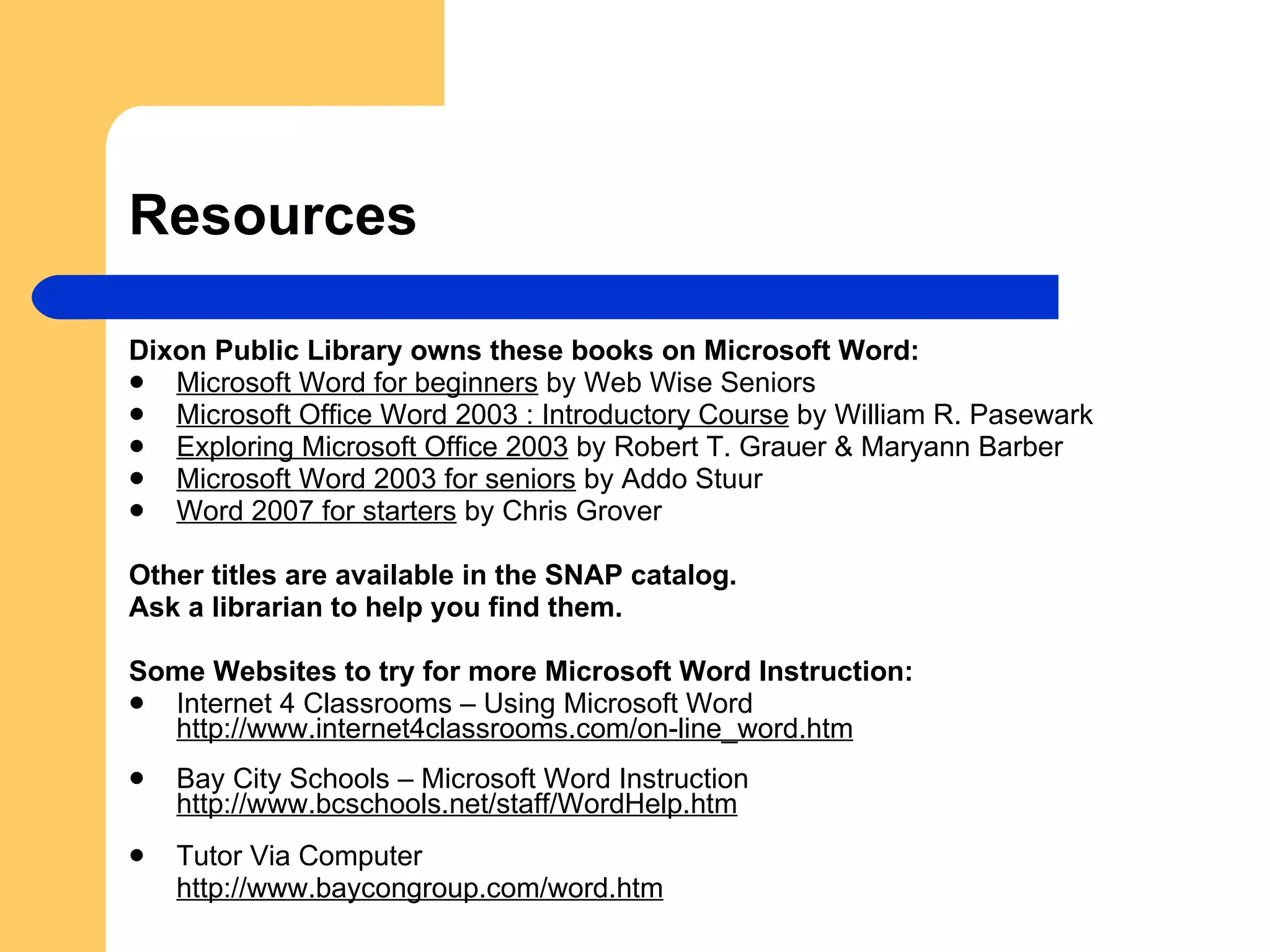 Beginning Microsoft Word | PPT