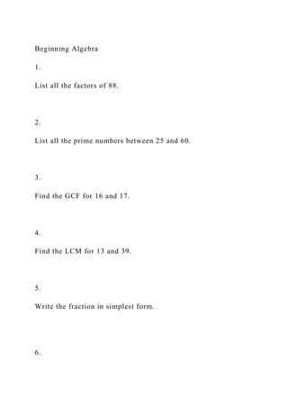 Beginning Algebra1.List all the factors of 88.2..docx