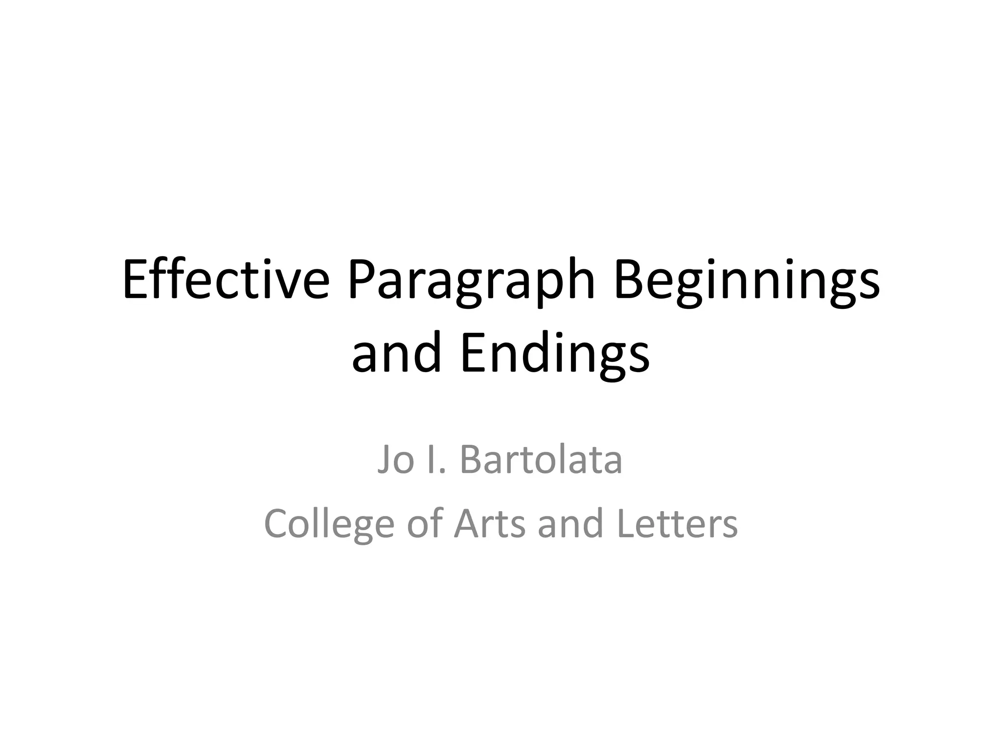 Paragraph Beginnings and Endings | PPTX