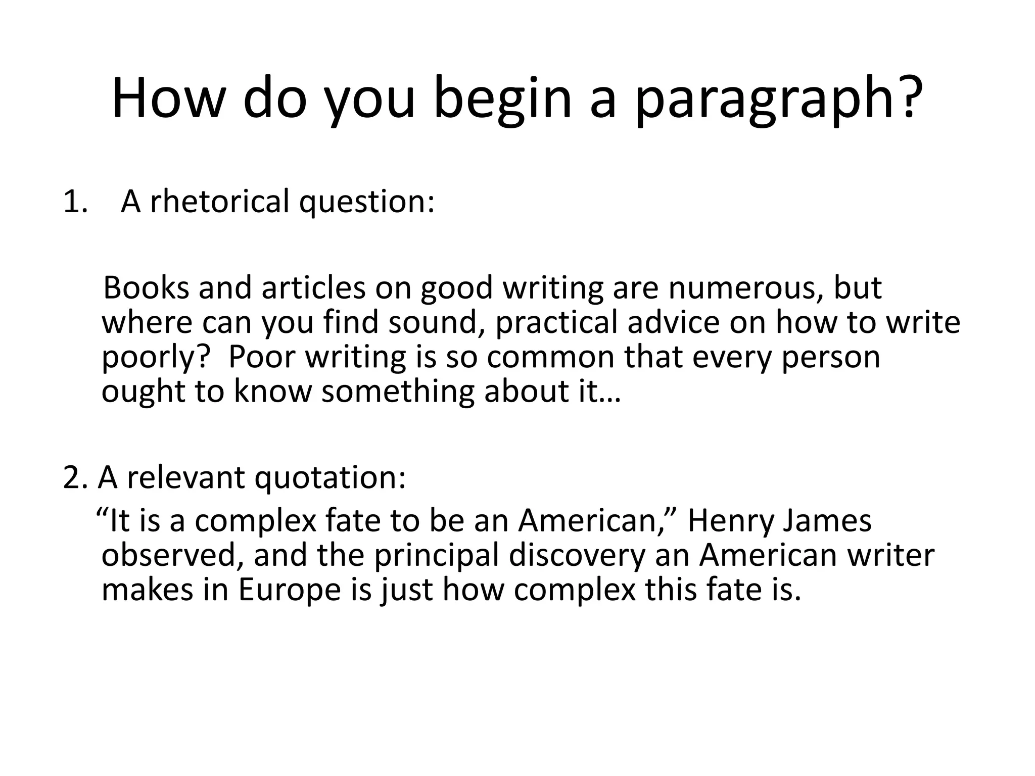 Paragraph Beginnings and Endings | PPTX