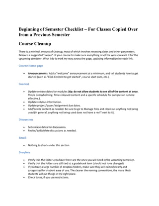 Beginning and end of semester tips | PDF