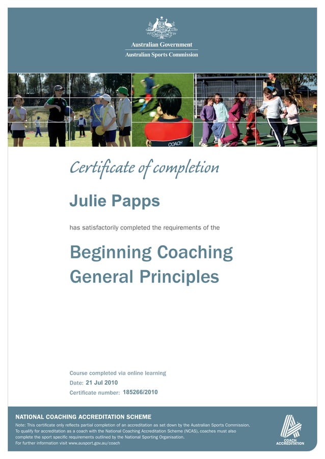 Beginning coaching general principles certificate | PDF