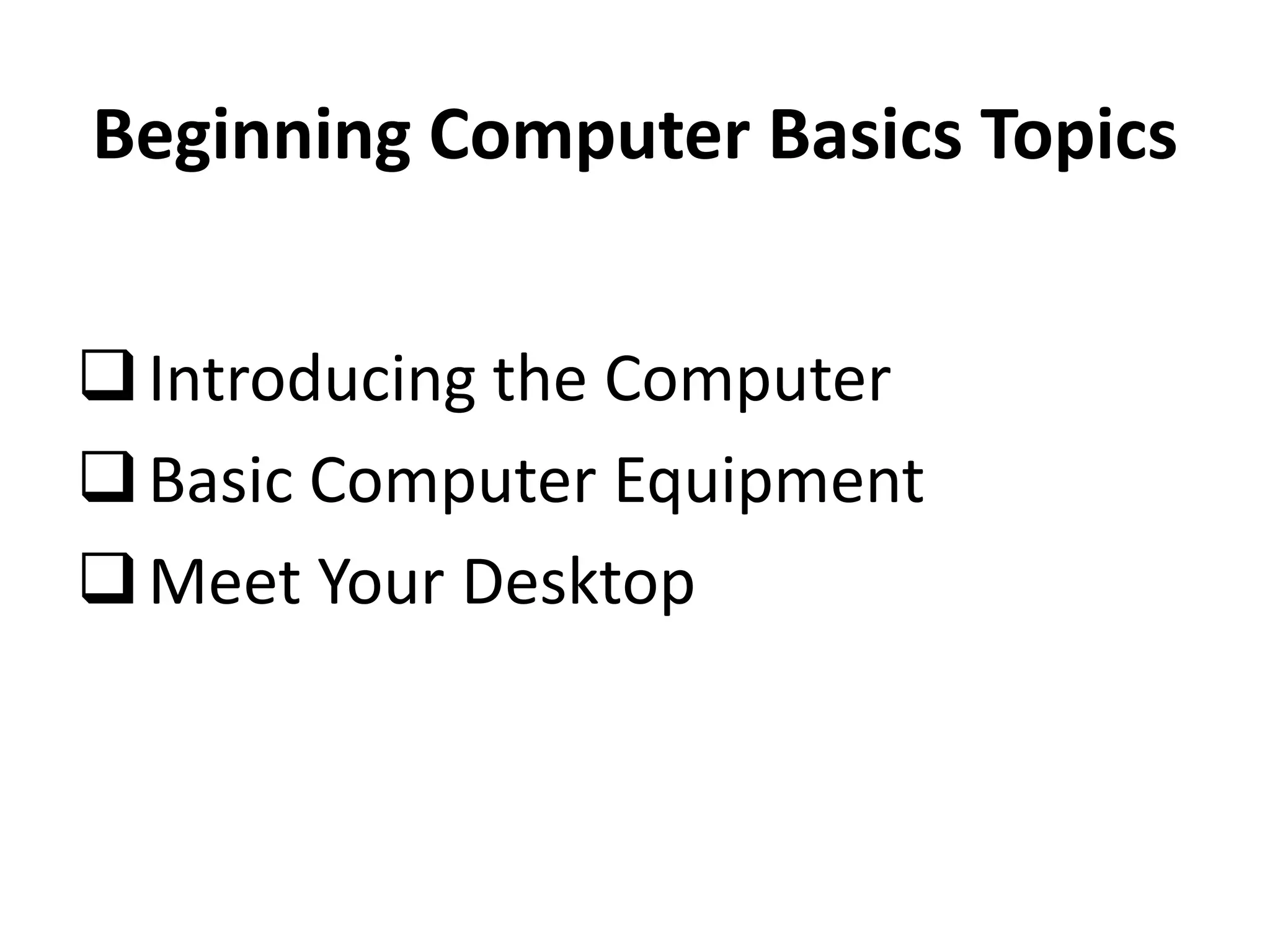 Beginning computer basics | PDF