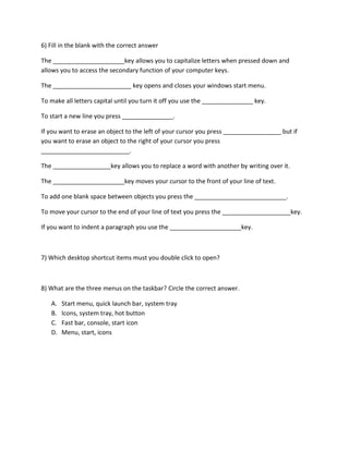 Beginning computer basics exercise | PDF