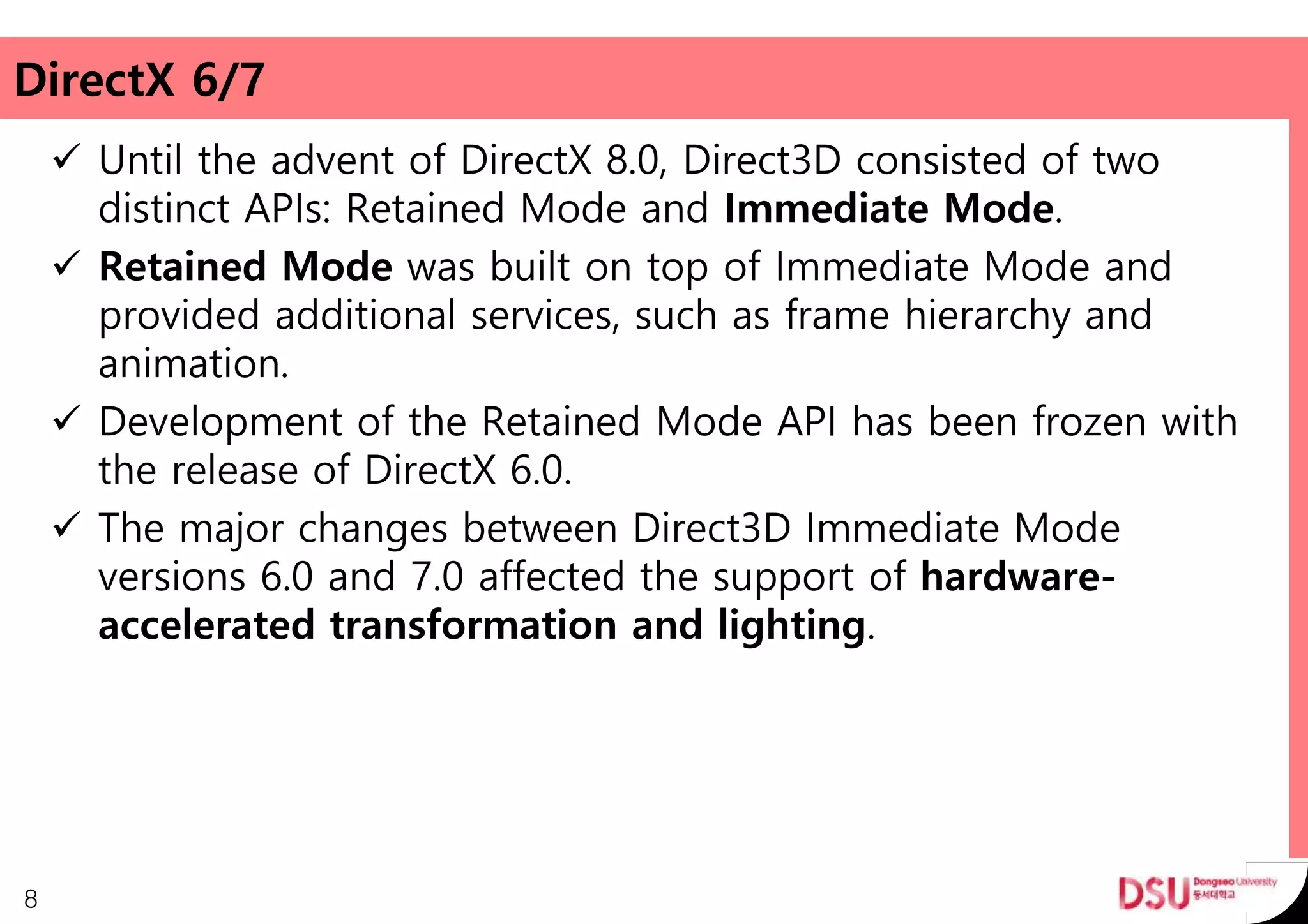 Beginning direct3d gameprogramming01_thehistoryofdirect3dgraphics_20160407_jintaeks | PPT