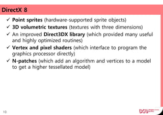 Beginning direct3d gameprogramming01_thehistoryofdirect3dgraphics_20160407_jintaeks | PPT