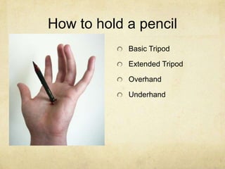 Beginning drawing media and pencil holding | PPTX