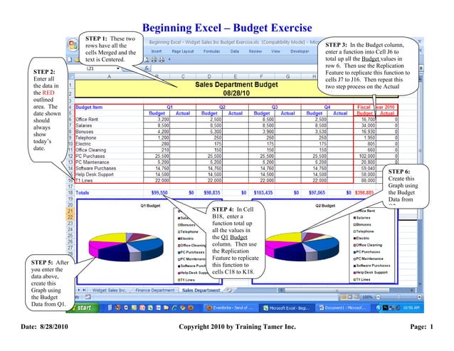 Beginning Excel Budget Exercise | PPT
