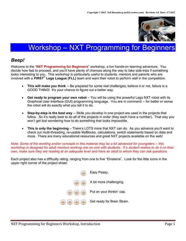 Beginning nxt programming_workshop in Computer education robotics ...