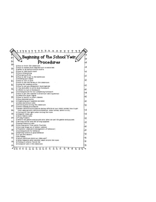 Beginning of School Year Procedures | PDF