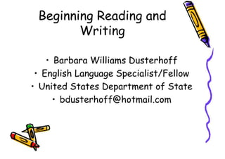 Beginning Reading And Writing | PPT