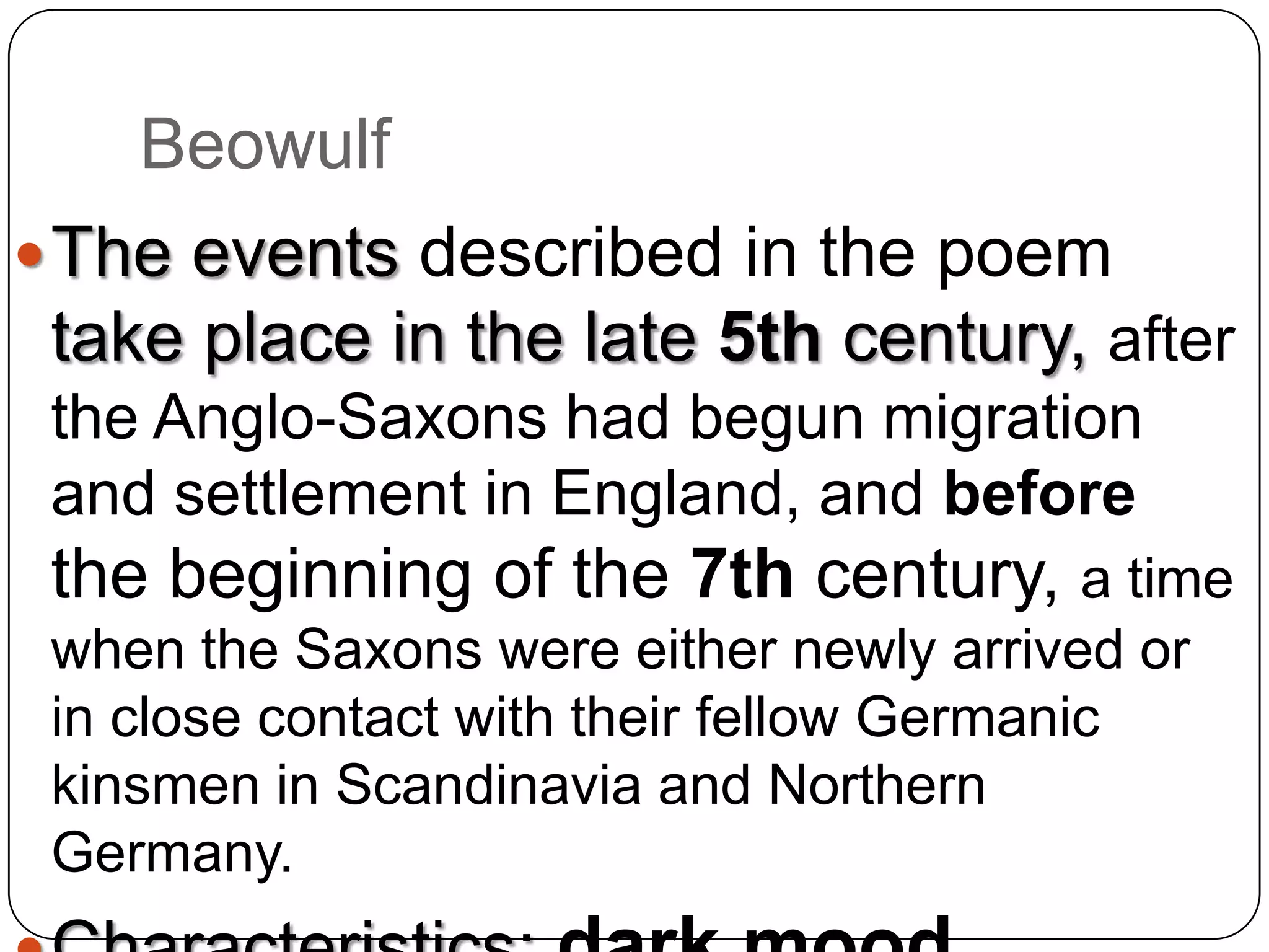 Beginnings and beowulf (2) | PPTX | Fantasy | Genres