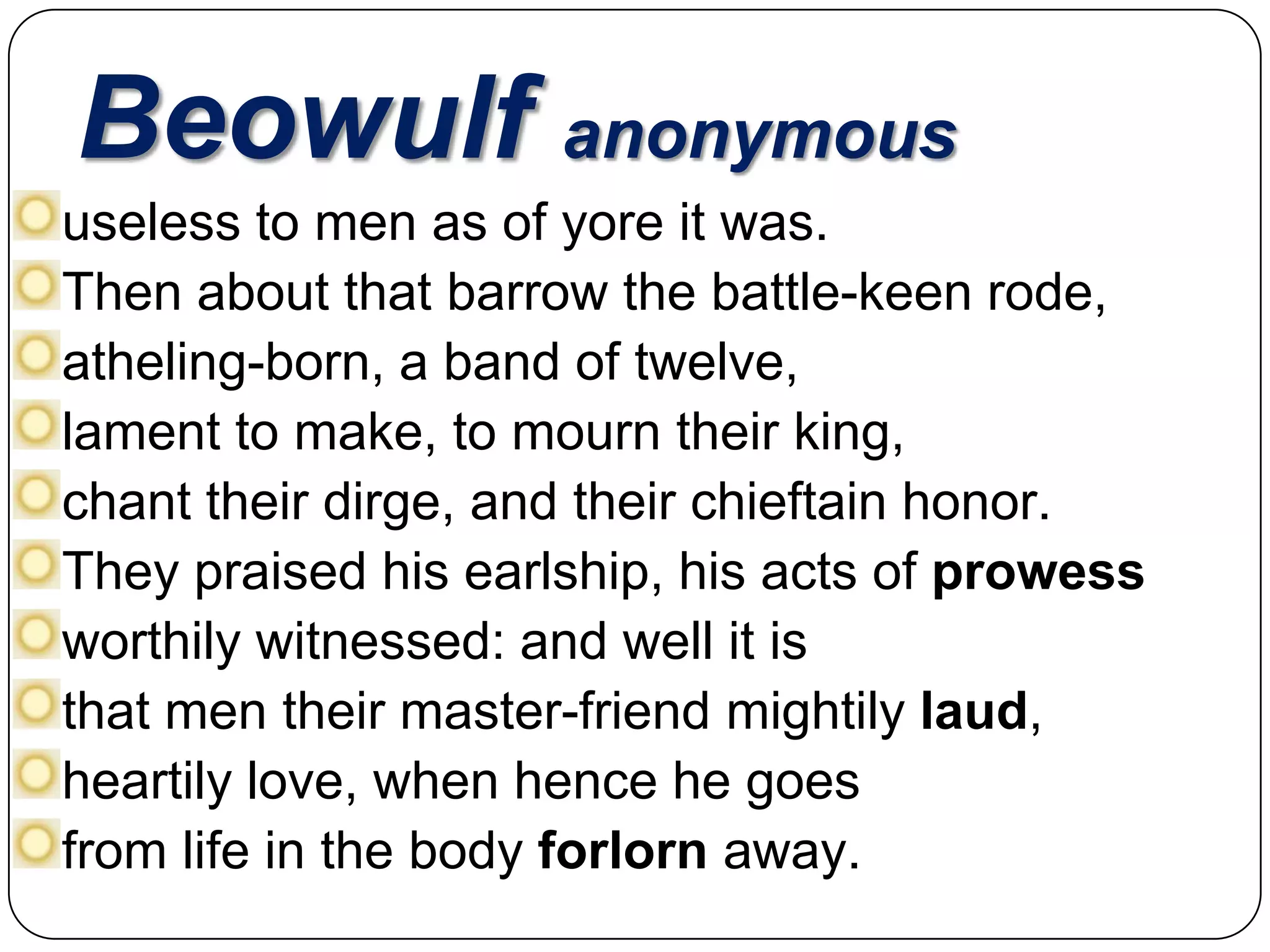 Beginnings and beowulf (2) | PPTX | Fantasy | Genres
