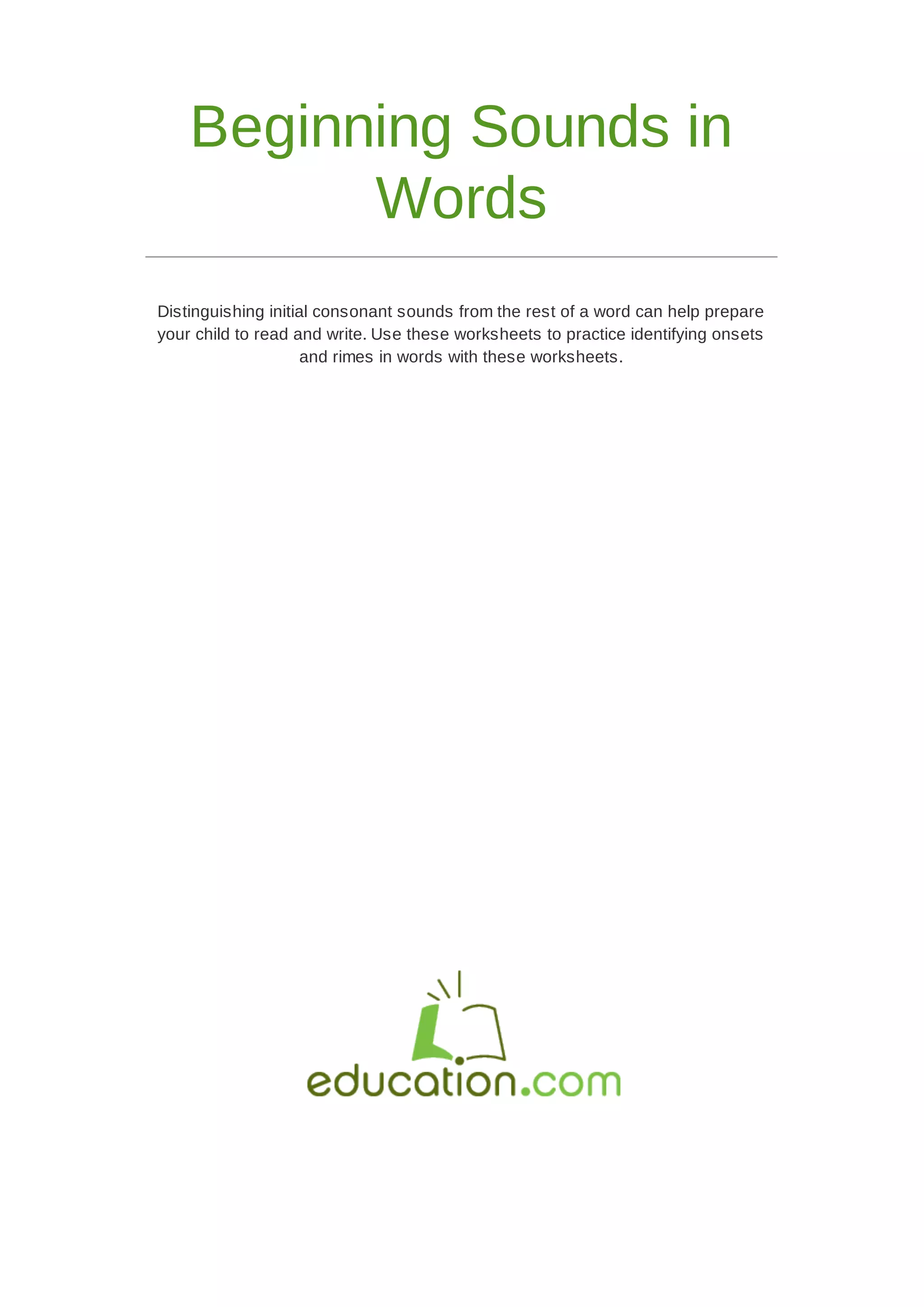 Beginning sounds kinderg | PDF