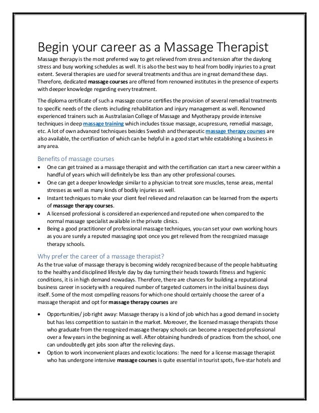 Begin Your Career As A Massage Therapist