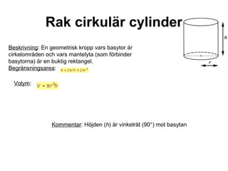 Begränsnings area och geometriska kroppar | PPT