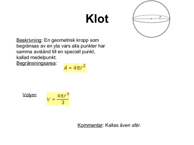 Begränsnings area och geometriska kroppar