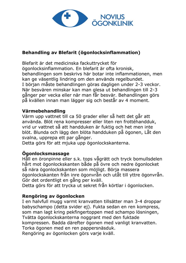 Behandling av blefarit | PDF