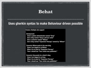 Test driven development with behat and silex | PPT