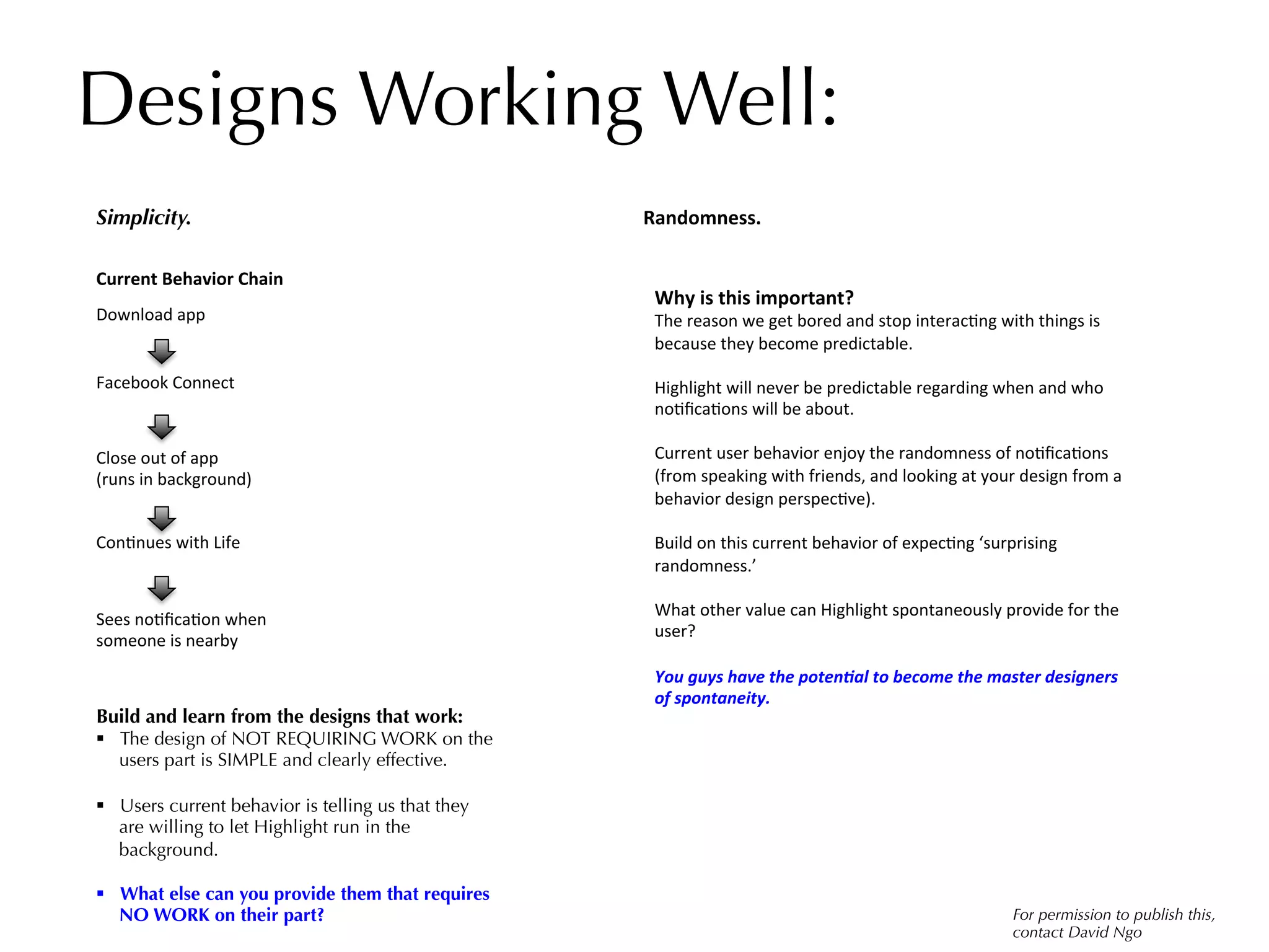 Basic Behavior Design Breakdown for Highlight App | PPT